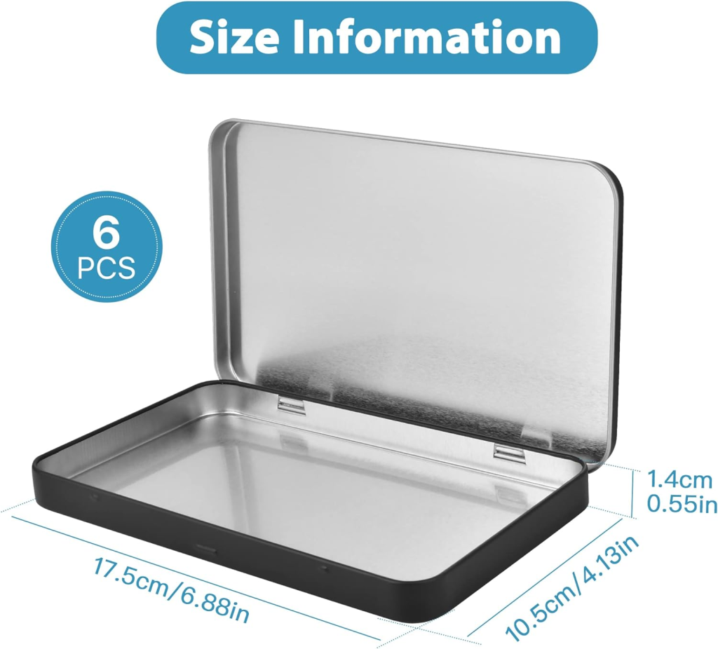 6Pcs Metal Rectangular Hinged Tin Boxes with Lid, Mini Portable Empty ...
